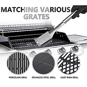 SEETEN Grill Brush and Scraper with 1 Reusable Cleaning Gloves-Safe&Strong 16 inch Stainless Steel Grill Cleaning Brush no Wire Bristles Fall Off-Nice Grill Accessories Gift