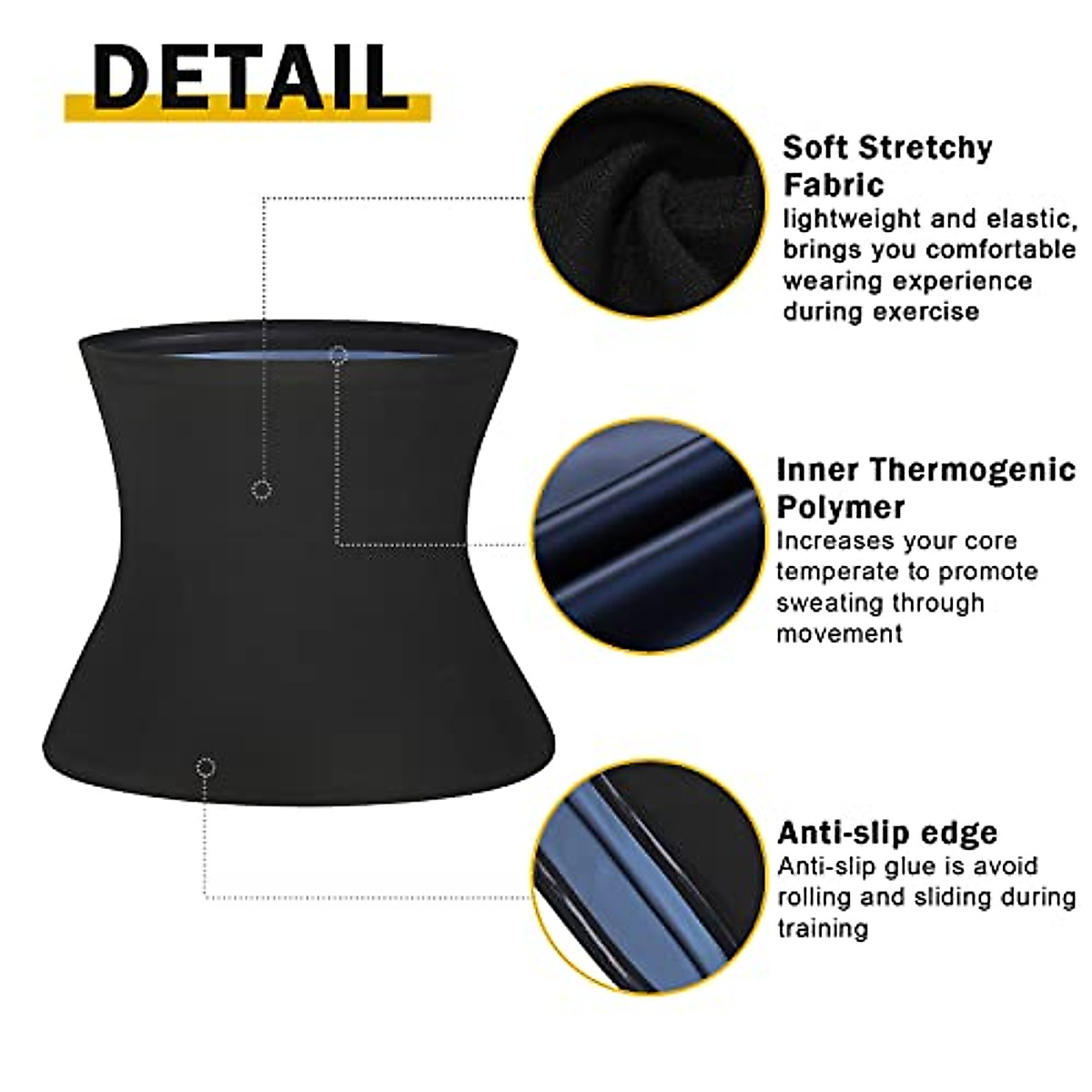 baxobaso Sweat Waist Trimmer Trainer Belt Wrap Belly Sweat Band Sauna Slimming Belt for Women Lower Belly Fat Plus Size Deep Blue