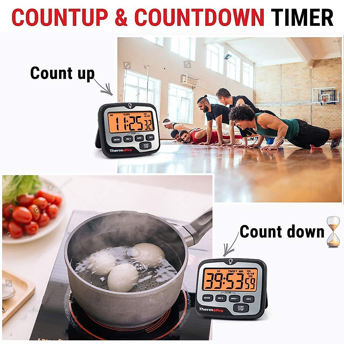 ThermoPro TP-02S Instant Read Meat Thermometer+ThermoPro TM01 Kitchen Timers for Cooking