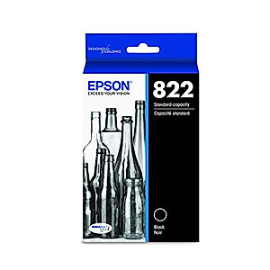 Epson 822 Standard Capacity, Cyan, Magenta, Yellow Jaune & T822 DURABrite Ultra Ink Standard Capacity Black Cartridge (T822120-S) for Select Workforce Pro Printers
