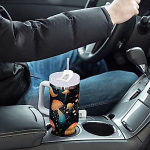 ARGTILDN 40 oz Tumbler Sea Jellyfish Glow Insulated Travel Mug with Handle and Straw Lid Stainless Steel Vacuum Coffee Cup Tea Beverage Container Water Bottles for Car Sports office