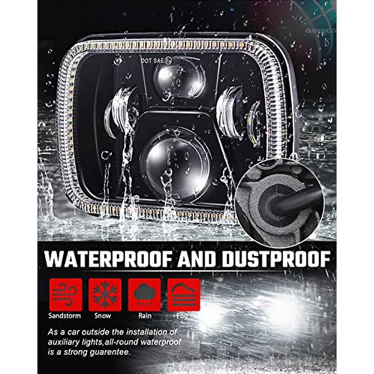 UNI-SHINE New DOT 5x7 LED Headlights 2PCS Sealed Beam 7x6 Led Headlights 110W 200% Brighter, Turn signal DRL Hi/Low Beam Compatible with Jeep XJ YJ express Pickup H6054 H5054 6052 6053 Replacement