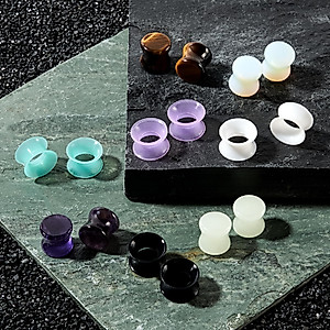 JOYTOYOU 8 Pairs Ear Tunnels Ear Plugs Silicone & Stone Ear Gauges Double Flare Soft Silicone Ear Expander Stretchers Piercing Jewelry 2G 6MMM