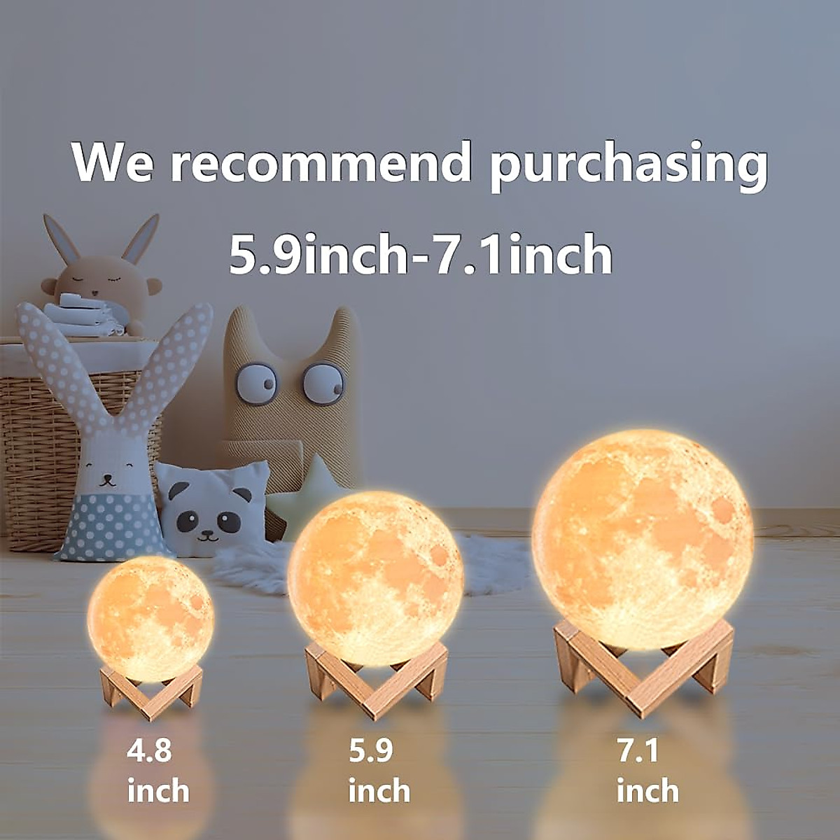 AED Birthday Gifts for Women Gifts for Teenage Girls Boys Girlfriend Anniversary, Moon Lamp 2023 Upgrade with Timer, 3D Printing 16 Colors Wooden Stand & Remote/Touch Control 4.8 inch (Small)