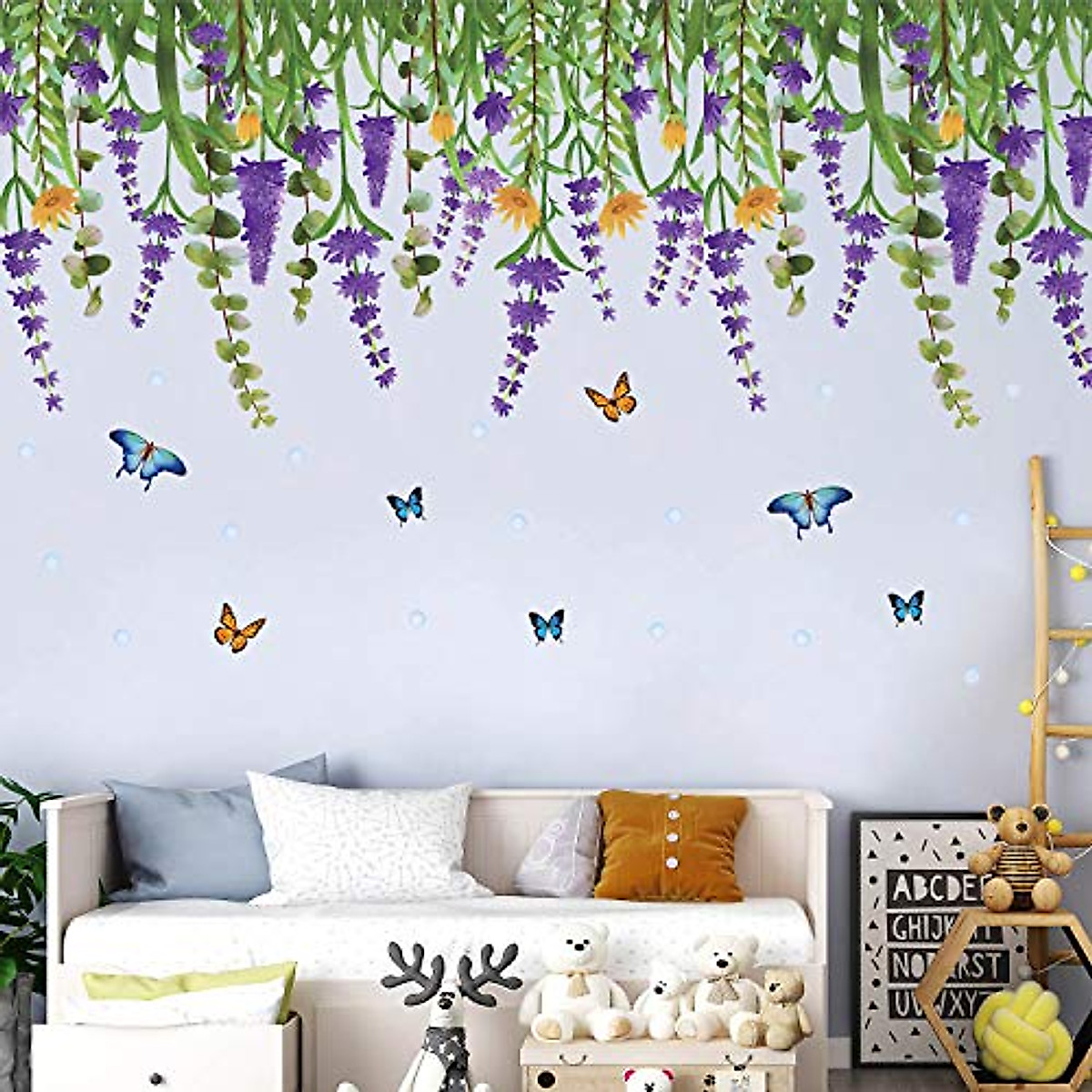 Amaonm Removable 3D Waterproof Green Plants Grass and Dandelion Wall Decals DIY Peel and Stick Decor Wall Sticker for Kids Girls Baby Bedroom Living Room Kindergarten Nursery Classroom Decoration