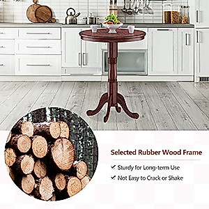 Giantex 3 Pcs Pub Table Set, Wooden Pub Pedestal Side Table w/Stable Base, 360 Degrees Swivel Bar Stool, Modern Round Bar Table and Stools for Living Room Small Space Restaurant Dining Room