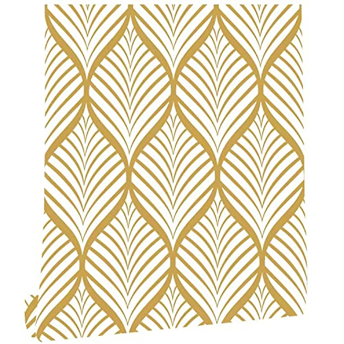 White and Gold Peel and Stick Contact Paper Self Adhesive Boho Wallpaper Removable Vinyl Film Decorative Shelf Drawer Liner Sticker 17.7 inch x 118 inch (White and Gold, 17.7 x 118 inch)