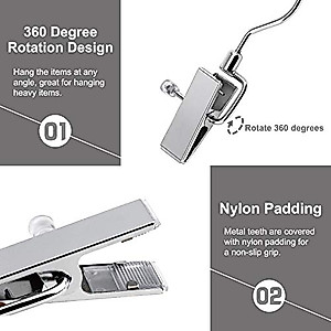 INCREWAY Stainless Steel Laundry Hooks, 8 Pcs Metal Laundry Hanger with Swivel Hooks Portable Clothes Pins Boot Hanging Clips Multifuctional Drying Clip for Hanging Clothes Towels in Home, Travel