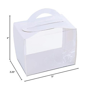 Restaurantware-5 Inch x 3.25 Inch Individual Cupcake Boxes, 100 Disposable Cupcake Display Boxes - With Handle, Lotus Accent, Clear Plastic Single Cupcake Containers, For Weddings Or Birthdays