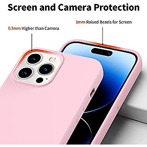 Amytor Designed for iPhone 14 Pro Case, Silicone Ultra Slim Shockproof Phone Case with Soft Anti-Scratch Microfiber Lining, [Enhanced Camera Protection] 6.1 inch (Pink)