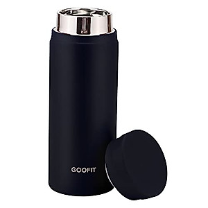 GOOFIT 9Oz Small Coffee Water Bottle Double Wall Vacuum Insulated Thermos for Kids and Women Keeps Cold 12H Hot 12H Blue