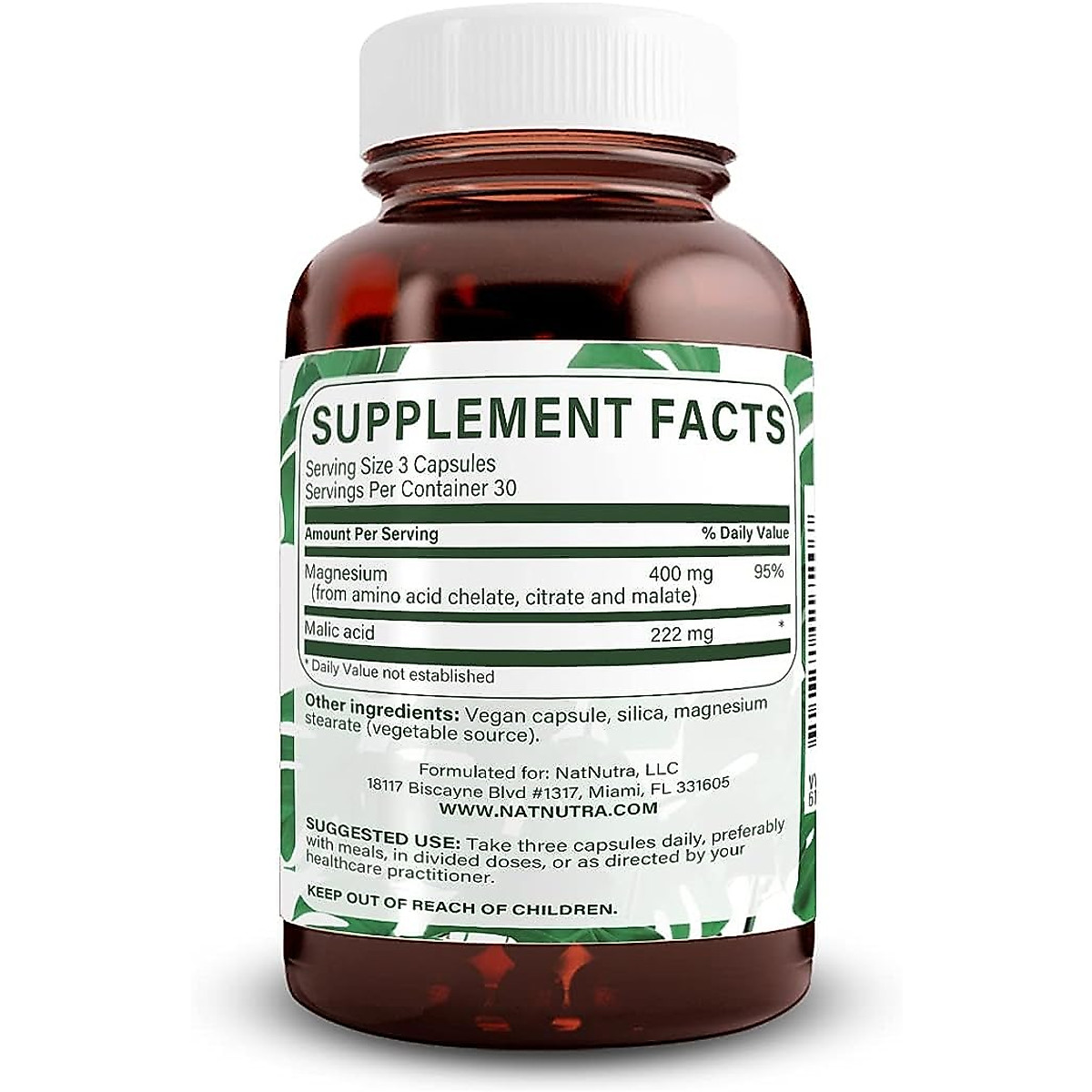 Natural Nutra Mega Magnesium 400mg Supplement - High Absorption Amino Acid Chelate, Better Vibes, Citrate, Malate Blend for Muscle Growth, Bone Strength, Heart Health, Nerve Support - 90 Capsules