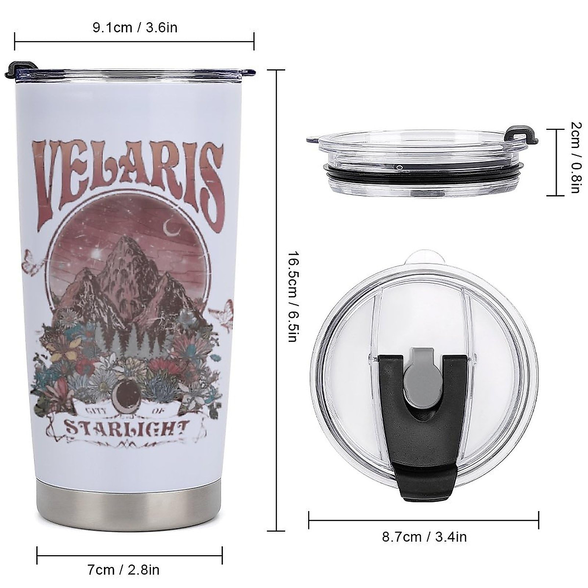 Velaris City Of Starlight Tumbler Acotar The Night Court Bookish 20 Oz Stainless Steel Insulated Tumblers with Lid And Straw Bookish Acotar Travel Coffee Mug Gifts