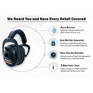 Pro Ears - Predator Gold - Hearing Protection and Amplfication - NRR 26 - Contoured Ear Muffs - Black