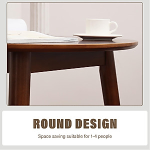 28.3" Small Round Dining Table for 2, Wooden Space-Saving Kitchen Dinner Table Rustic Wood Dining Table Mid Century Modern Kitchen Table (Brown)