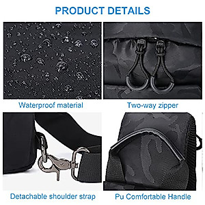 Small Sling Crossbody Backpack Shoulder Messenger Bag for Men Women, Mini Anti Theft One Strap Motorcycle Backpack Sling Tactical Chest Bag for Hiking Walking Biking Travel Cycling Camouflage Black