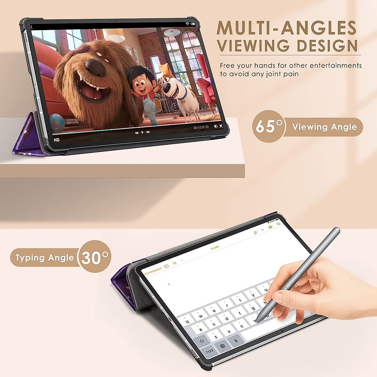 DETUOSI Slim Case for Samsung Galaxy Tab S8 Plus 5G 12.4" 2022 (SM-X800) / S7 FE 5G 2021 (SM-T738) / S7 Plus 2020 (SM-T970),【Auto Sleep/Wake】 Lightweight Tri-Fold Leather Cover Magnetic Stand Closure