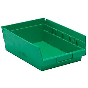 MDMprint Shelf Storage Bin, Green, Polypropylene, 11 5/8 in L x 8 3/8 in W x 4 in H, 50 lb Load Capacity