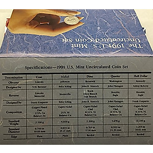 1991 P D US Mint Set 10 Pieces comes in US mint Packaging Brillent Uncirculated