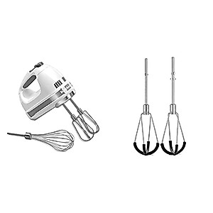 KitchenAid 7-Speed Mixer-KHM7210 Hand Mixer, White and KitchenAid KHMFEB2 Flex Edge Beater Accessory