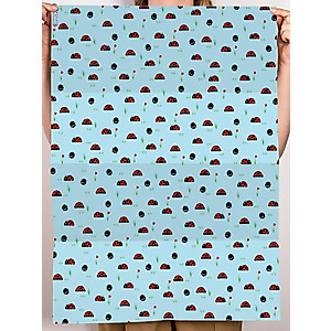 CENTRAL 23 Cute Wrapping Paper - 6 Sheets of Gift Wrap - Blue and Green Birthday Wrapping Sheet - Colorful Bugs - Flowers and Leaves - Kids - Boys and Girls - Comes With Fun Stickers - Recyclable