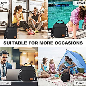 Moyad Lunch Box for Men Women - Reusable Slim Lunch Bag with Shoulder Strap Insulated Lunchbox Loncheras Para Hombres - Black