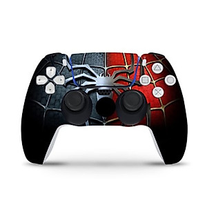 ZOOMHITSKINS Compatible with PS5 Digital Version (No Disk Version) Skin, Spider Red Blue Gold Superhero Silver, Durable, Bubble-Free, Precisely Cut
