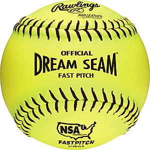 Rawlings | Official DREAM SEAM Fastpitch Softballs | NSA | 12" Pro Leather Cover | C12BYLN | 12 Count