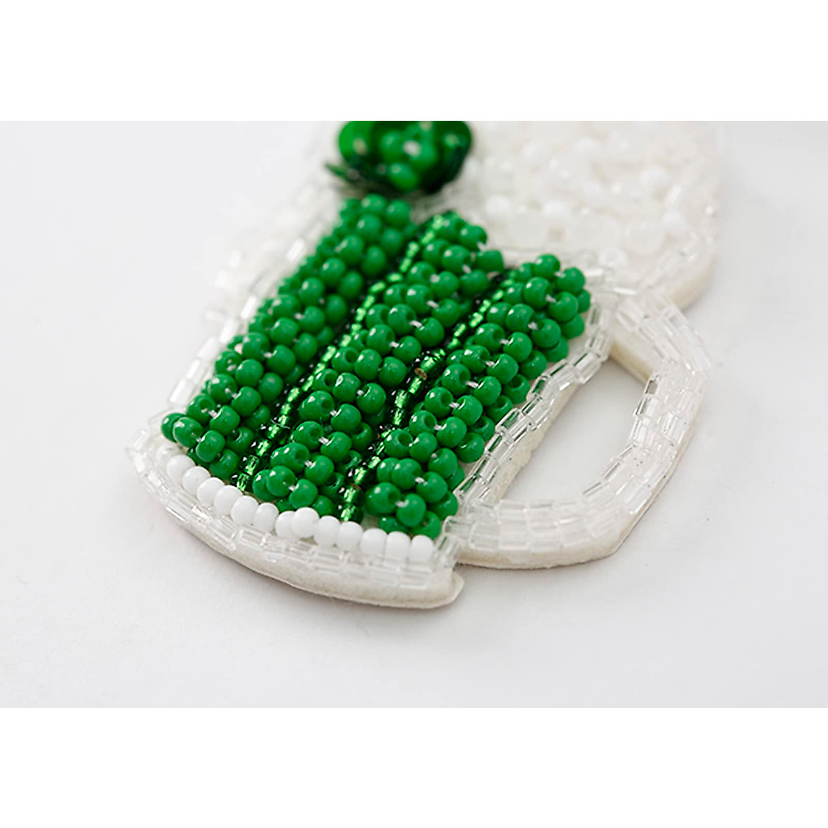 St Patrick's Day Beaded Earrings Green Beer Cup Dangle Earrings St Patrick's Day Accessories Costumes Jewelry for Women Gifts