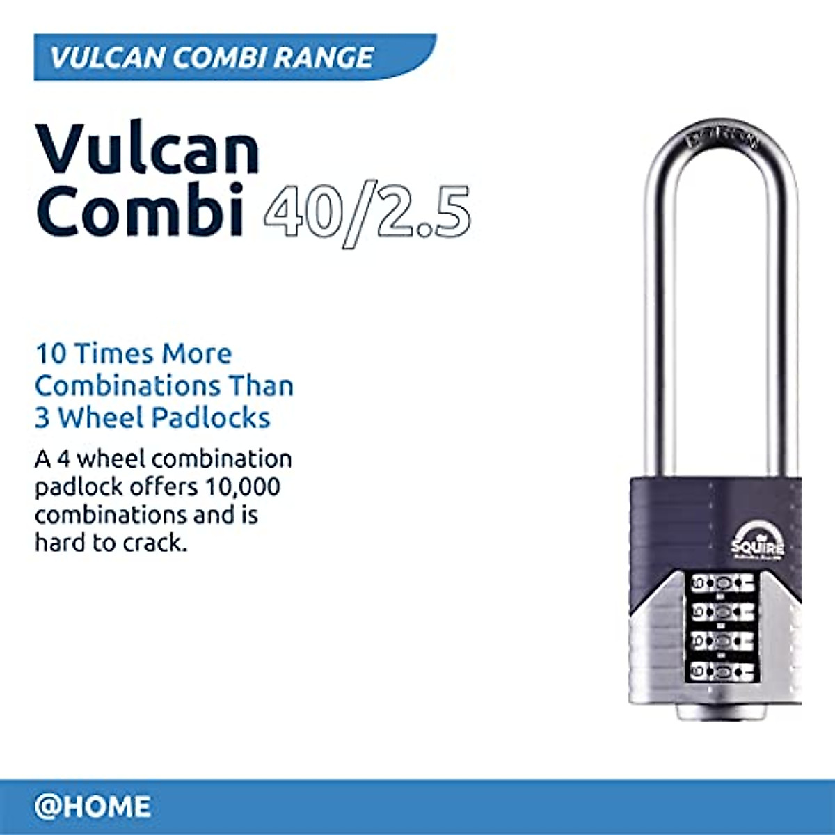 Squire 40/2.5 Vulcan Combi 40 2.5 Combination Padlock, 40mm, Blue