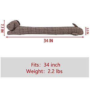 CERAYOU Dog Fabric Under Door Draft Stopper, 3LB Heavy Duty Decorative Soundproof Door Draft Blocker, 34 Inch Animal Energy Saving Draft Guard, Plaid