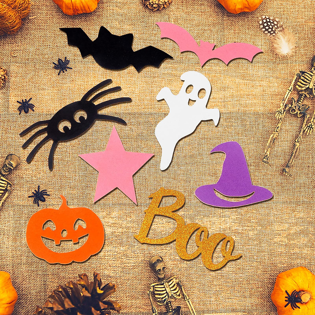 Halloween Bat Ghost Confetti Sprinkles Bats Spider Pumpkin Confetti Table Scatter Witches Spider Webs Five-Pointed Star Halloween Party Decorations Confetti for Halloween Party Favors