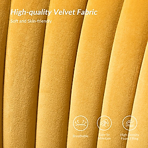 HULALA HOME Velvet Loveseat Sofa with Gold Legs, Mid-Century Modern Upholstered Love seat Couch, Tufted Small 2-Seat Sofa Armless for Living Room, Bedroom, Apartment Small Spaces, Mustard