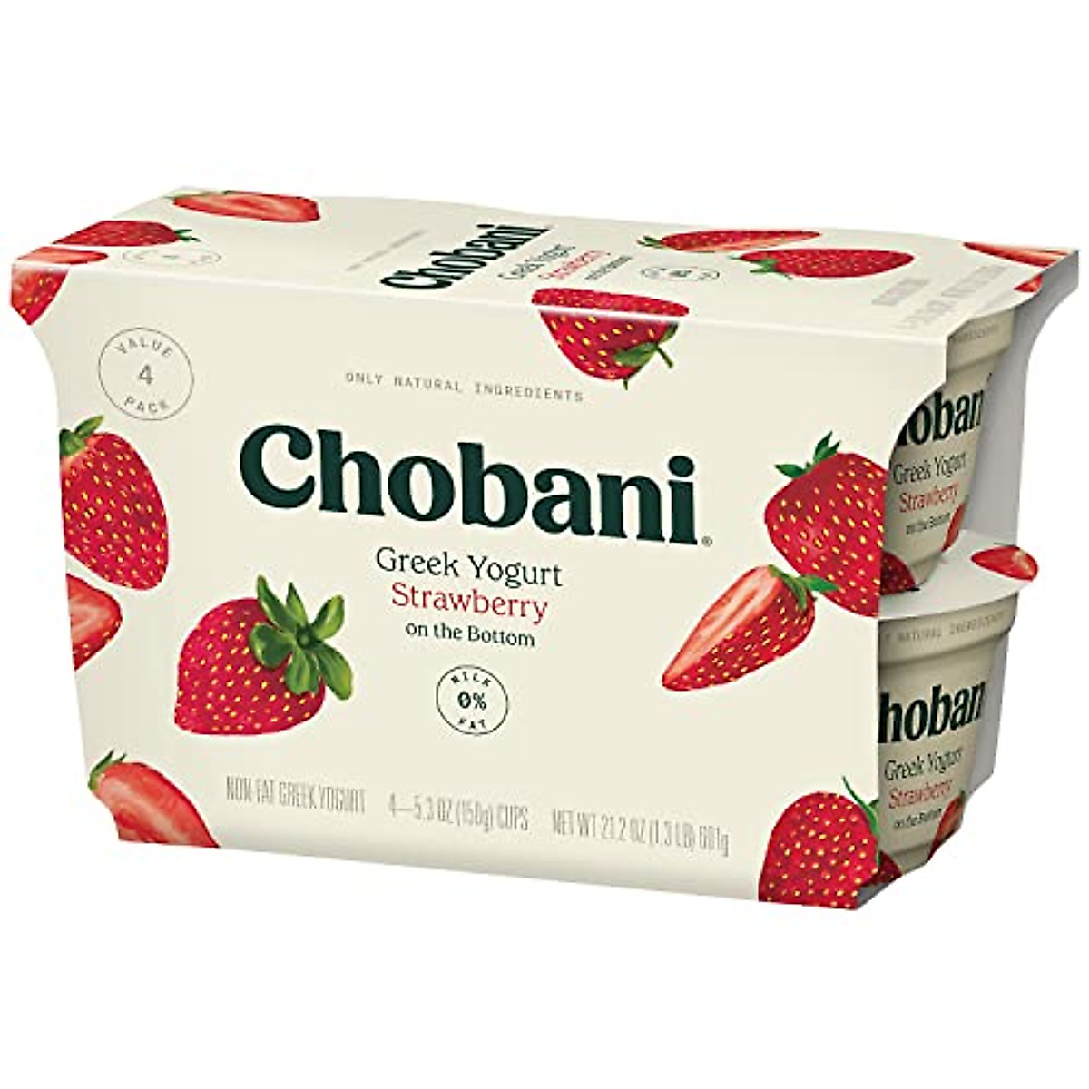 Chobani® Non-Fat Greek Yogurt Strawberry on the Bottom 5.3oz 4-pack