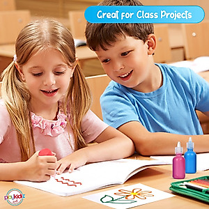 Playkidiz Puff Paint, 6 Pack 3-D Fabric Paint, Metallic Colors, Permanent Non-toxic Paint Set for Kids, Ages 3+