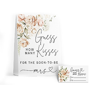 Your Main Event Prints Floral How Many Kisses For The Mrs Game, Guess How Many Bridal Shower Games and Activities