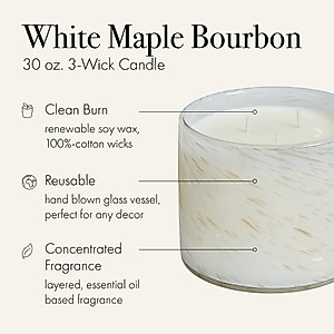 LAFCO New York 2024 Holiday 3-Wick Candle, White Maple Bourbon - 30 oz - 120-Hour Burn Time - Reusable, Hand Blown Glass Vessel - Made in The USA
