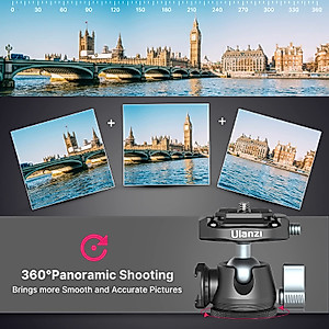 ULANZI Camera Tripod, MT-46 Aluminum Alloy Phone Tripod for Camera with F38 Quick Release Plate, 4 Levels Adjustment 360 Ball Head with Cold Shoe Lightweight Portable Vlog Travel Selfie Stick for DSLR