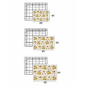 Outdoor Patio Rugs Fall Pumpkin with Sunflowers Outdoor Area Rug Fallen Leaves Non-Slip Backyard/Camping RV Rug/Deck/Porch Rug Front Door Floor Mat Carpet,4x6ft,