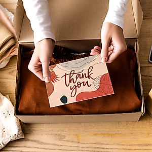 24 Pack Boho Thank You Cards Greeting Cards with Envelopes and Stickers Geometric Thank You Notes Bohemia Greeting Cards Kit for Baby Shower, Wedding, Bridal Shower, Business, 6.3 x 3.94 Inch