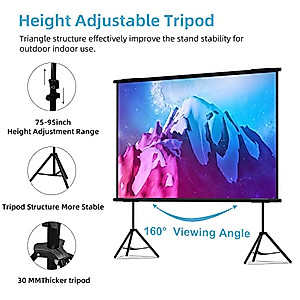 Projector Screen and Stand,TOWOND 120 inch Ambient Light Rejecting Screen Outdoor Indoor,Portable 16:9 4K HD Front Anti-Wrinkle Movie Screen with Carry Bag for Home Theater Backyard Cinema