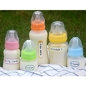 Baby Bottle Labels for Daycare, Self-Laminating, Waterproof Write-On Name Labels, Assorted Sizes & Colors, Pack of 64