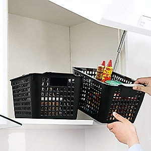 Begale Rectangle Plastic Storage Basket, Desktop Organizer Bin, Set of 6, Black