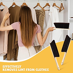 3 Pcs Wooden Hand Broom Set Counter Duster Dusting Bench Brushes Long Soft Bristles Handle Detail Brushes for Fireplace Car Home Bed Sofa Clothes Workshop Woodworking Hearth Rug Cleaning(3 Pcs C)