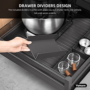 YOHOM Pull Out Cabinet Organizer Sliding Shelf for Kitchen Slide Out Pantry Drawer Full Extension Under Sink Roll Out Tray with Dividers 20" W x 21" D