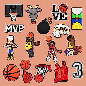 dntt 16Pcs basketball shoe charms for boys Sport Shoe Decoration basketball Game Accessories for Adults boys Girls kids Women Party's Favor