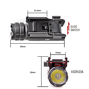 MCCC 500 Lumens LED Rail Mount Tactical Gun Flashlight Pistol Light with Strobe&Weaver Quick Release for Hunting, Black