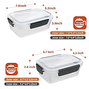YORY 3/9 cup Plastic Food Storage Containers with Lids Nestable Freezer Dishwasher Safe Rectangle Meal Prep Container Set,10-Pack