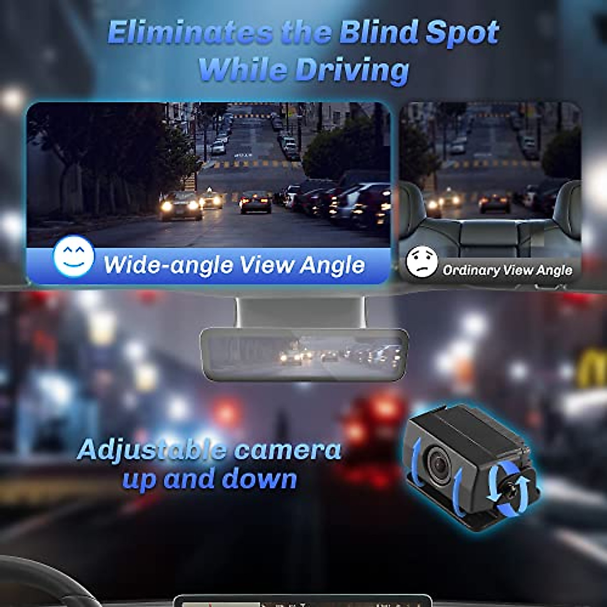 HANSSHOW Tesla 9'' Live Rear View Mirror Camera for Model Y, Ultra-Narrow Edge Design Rear View Mirror with LVDS Digital High-Definition Transmission (Model Y 2020-2023)