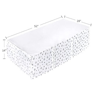 Crib Skirt Boy Girl Pleated Dust Ruffle Machine Washable, 14" Drop, Toddler Crib Bed Skirt White with Grey Star, Microfiber Nursery Standard Crib Bedding Skirt